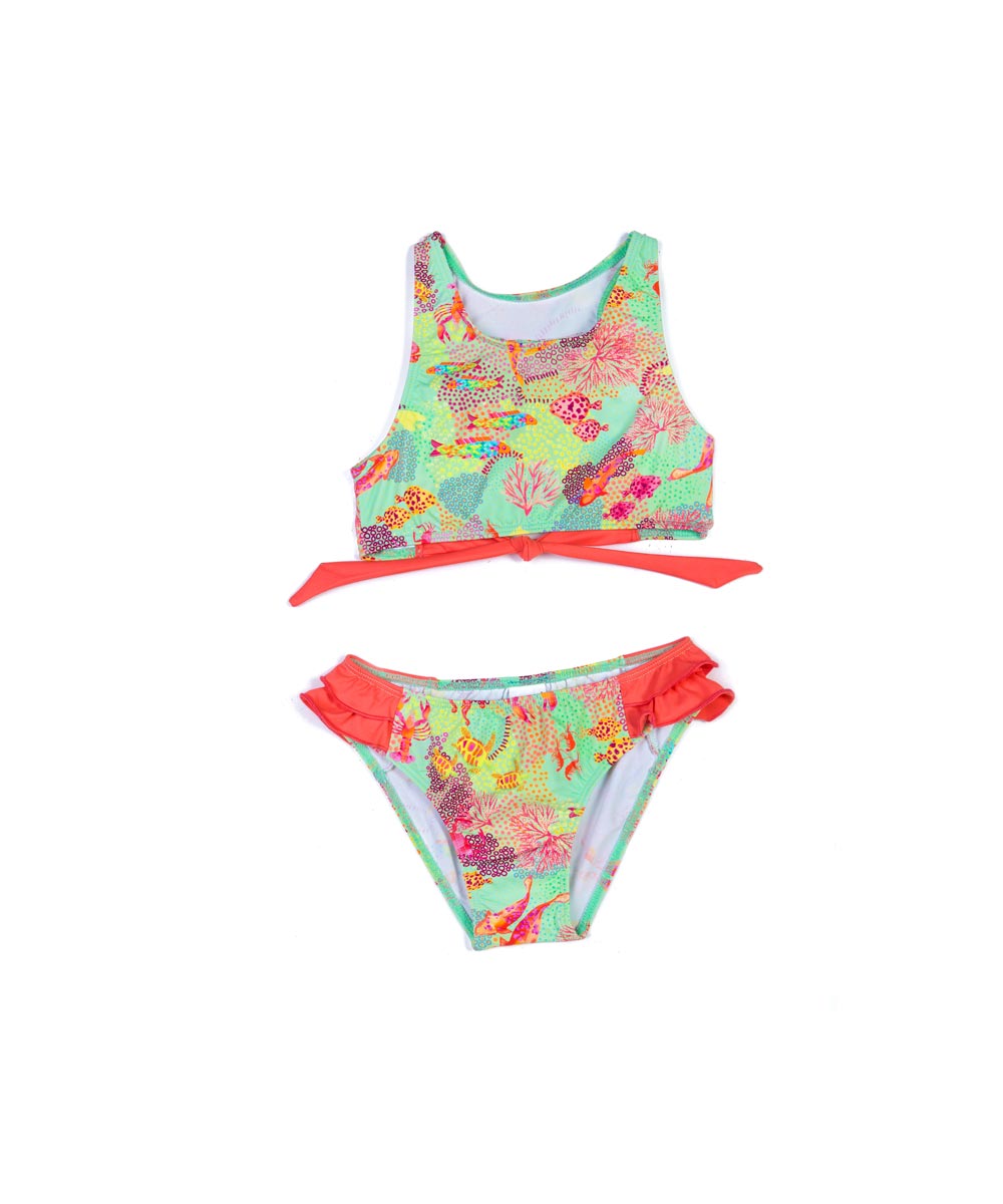 Bikini niña colección Isla Tortuga Verde estampado exclusivo Munsuri ...