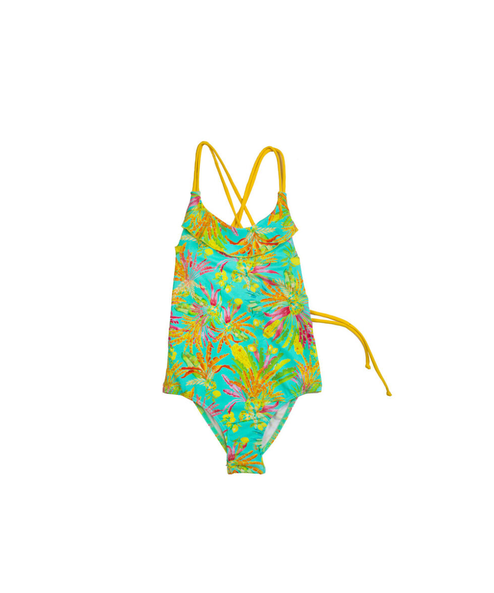 bañador de niña colección banana con estampado exclusivo de Munsuri