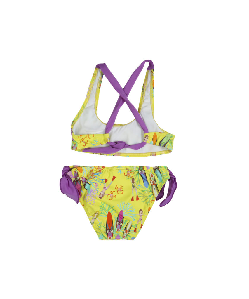 Bikini niña colección Hawaii, estampado exclusivo de Munsuri Beachwear.